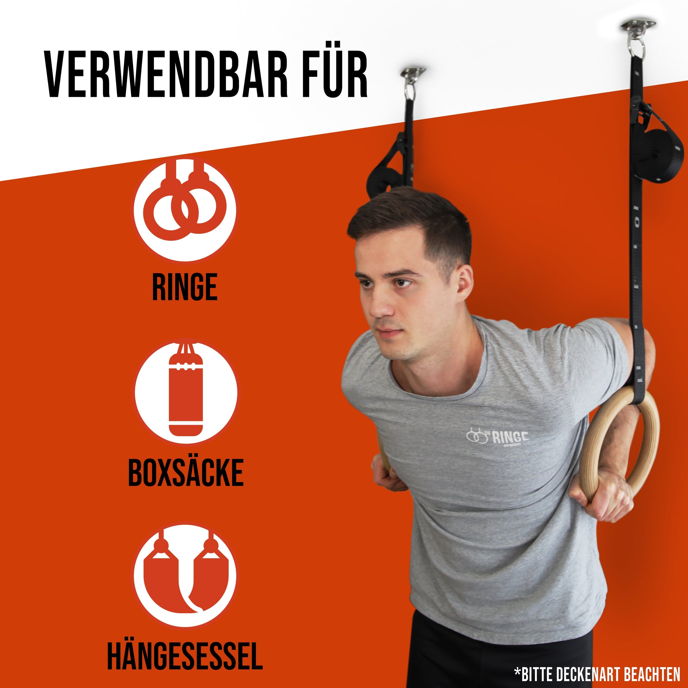 DIE RINGE Ceiling Mount Set - Ceiling Hooks for Gym Rings attachment